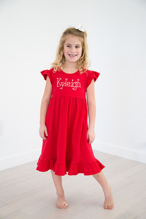 Girls Ruffle Dress with Tie – Love That Cotton