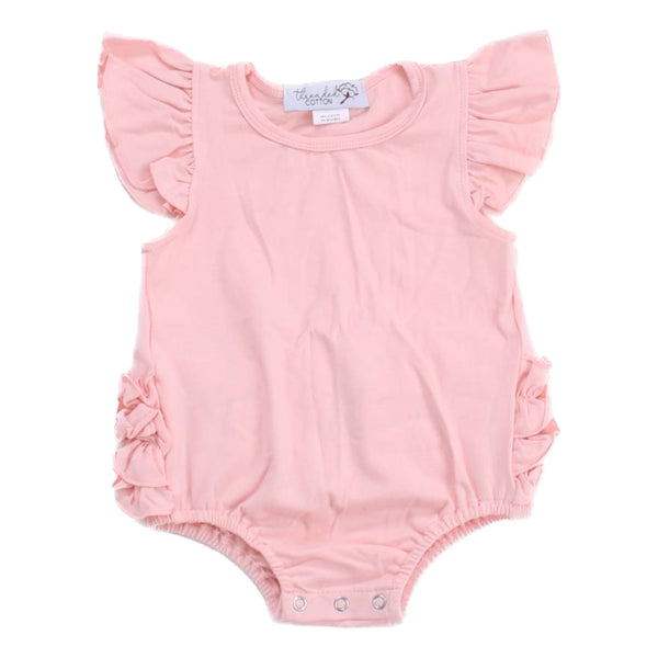 Threaded Cotton Flutter Sleeve Ruffle Bottom Bubble (95% Cotton/5% Spa ...