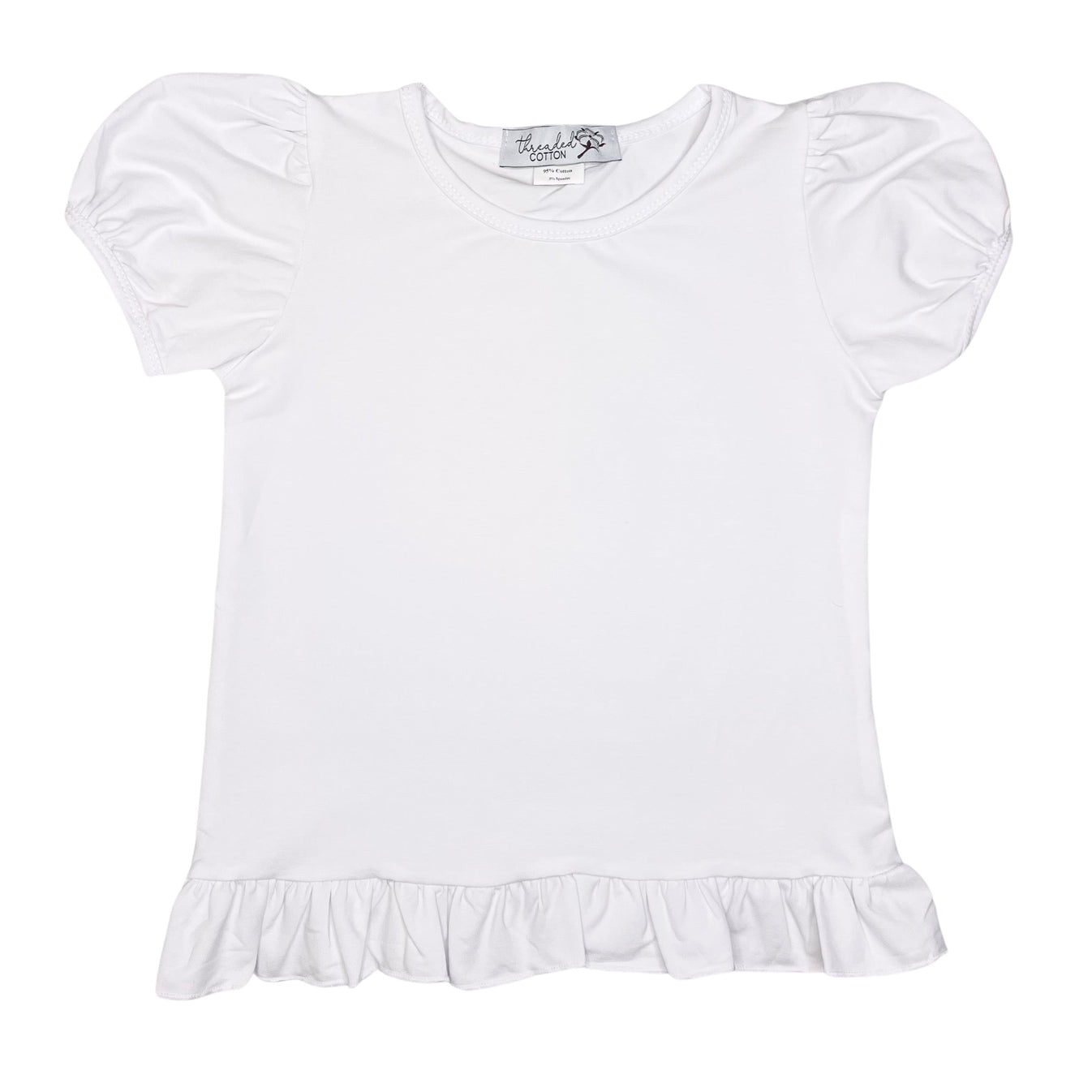 Threaded Cotton Girl Short Sleeve Ruffle Shirt 100% Cotton – Love That ...