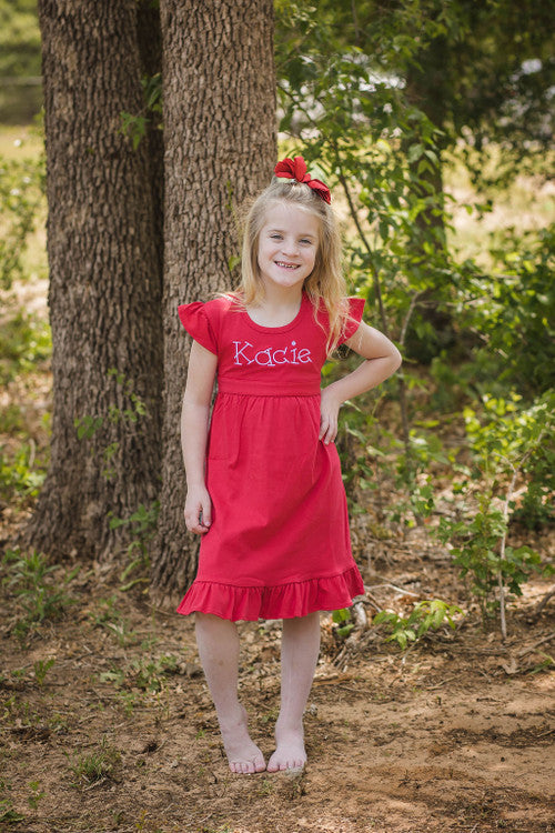Girls Ruffle Dress with Tie – Love That Cotton