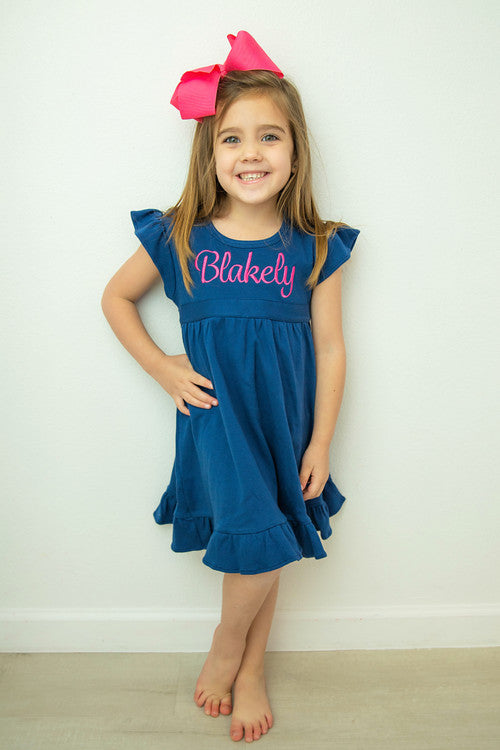 Girls Ruffle Dress with Tie – Love That Cotton