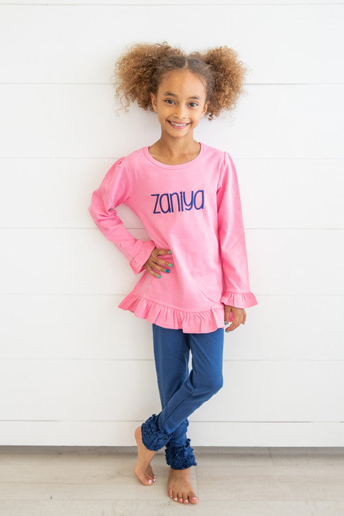 Girls Long sleeve ruffle bottom shirt – Love That Cotton