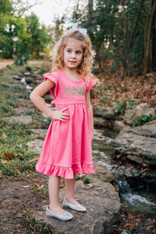 Girls Ruffle Dress with Tie – Love That Cotton